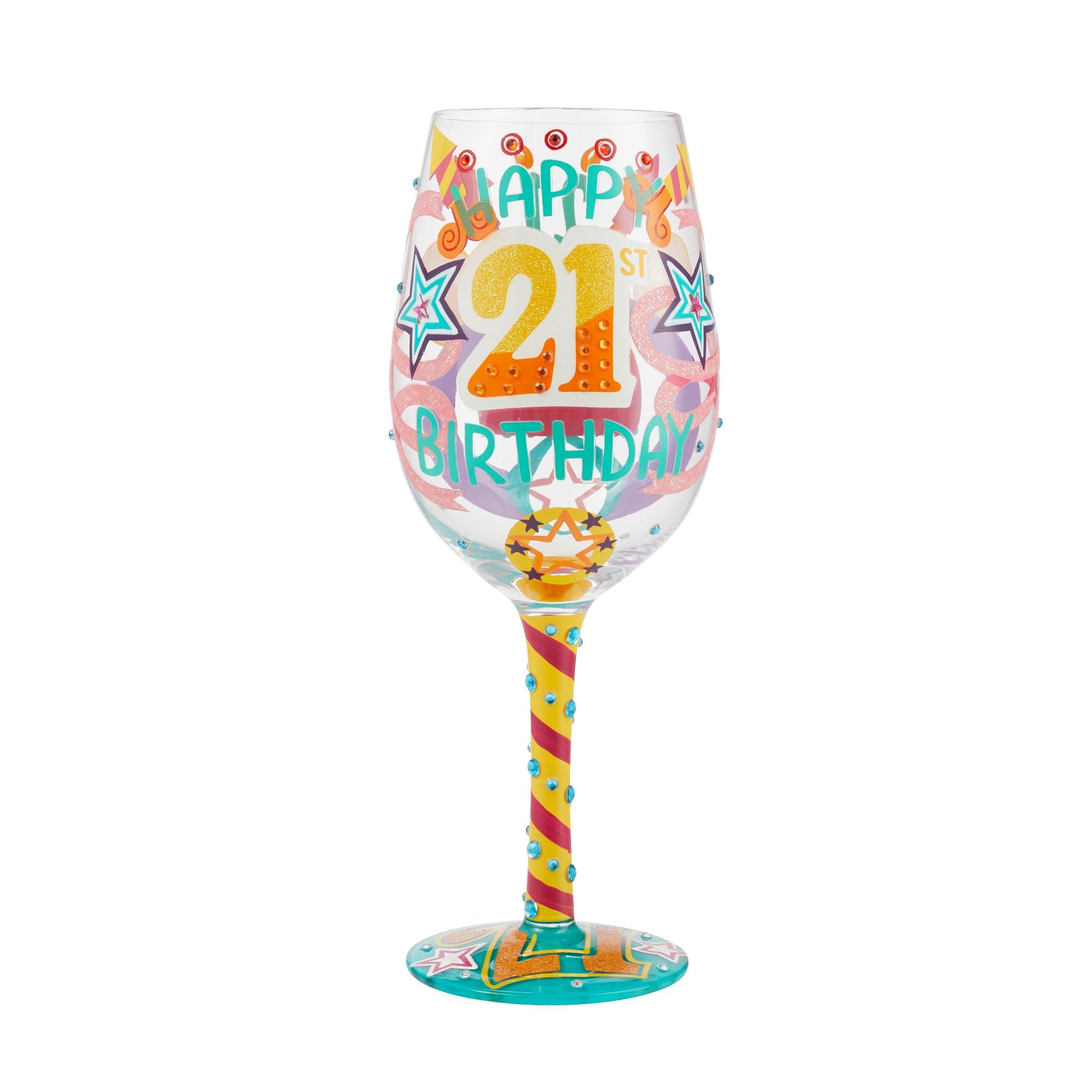 Happy 21st Birthday Wine Glass Designs by Lolita UK